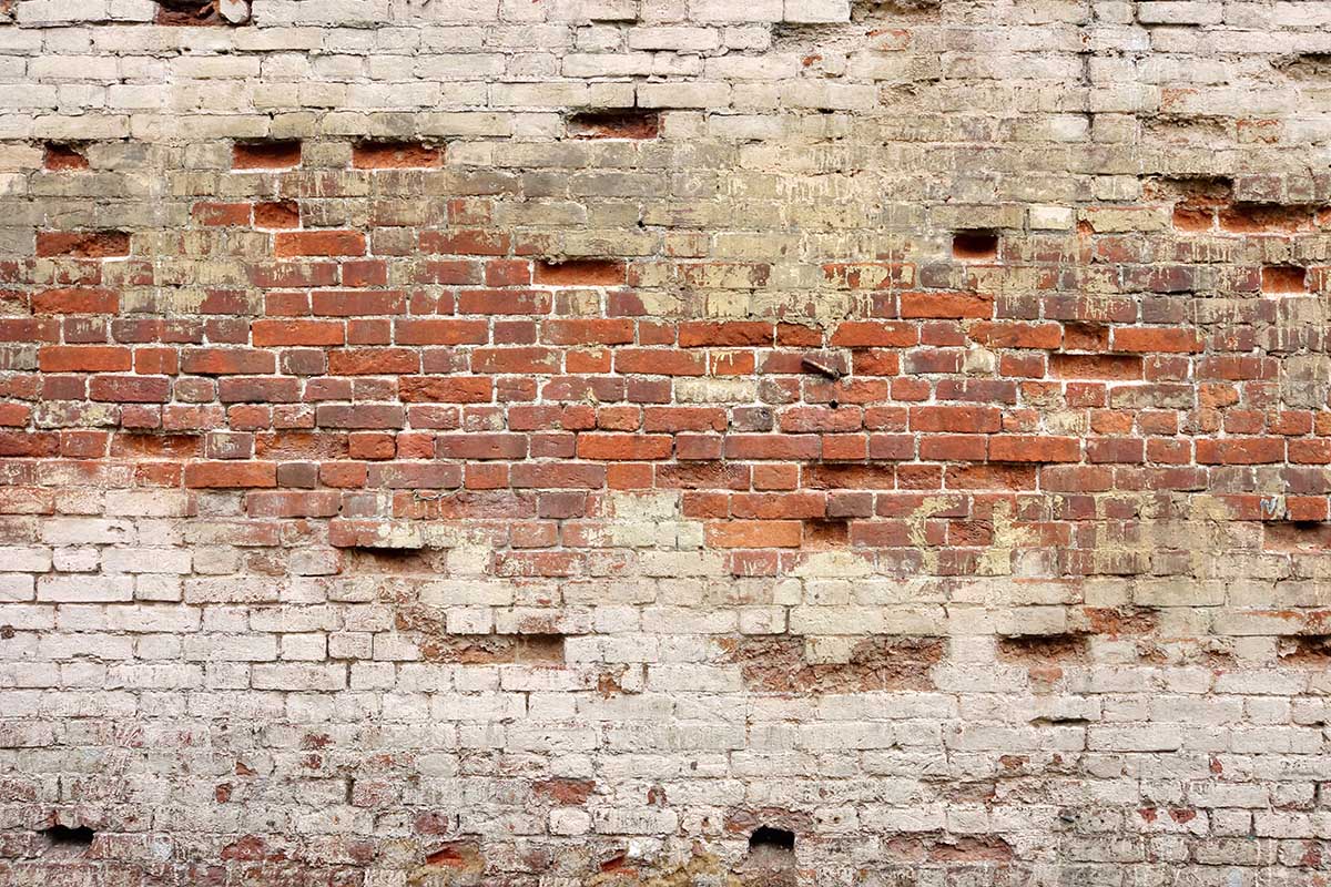 Fotobehang Muren: Fotobehang gebroken oude bakstenen muur