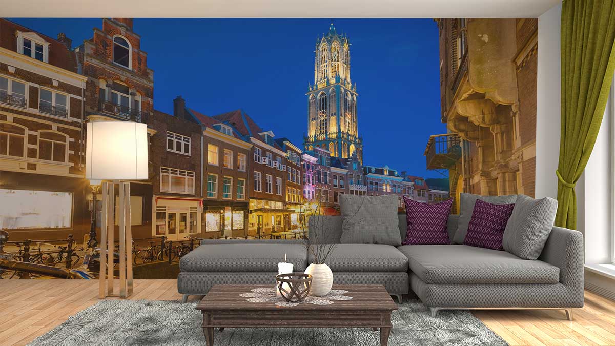 Fotobehang Stad: Fotobehang Utrecht at night