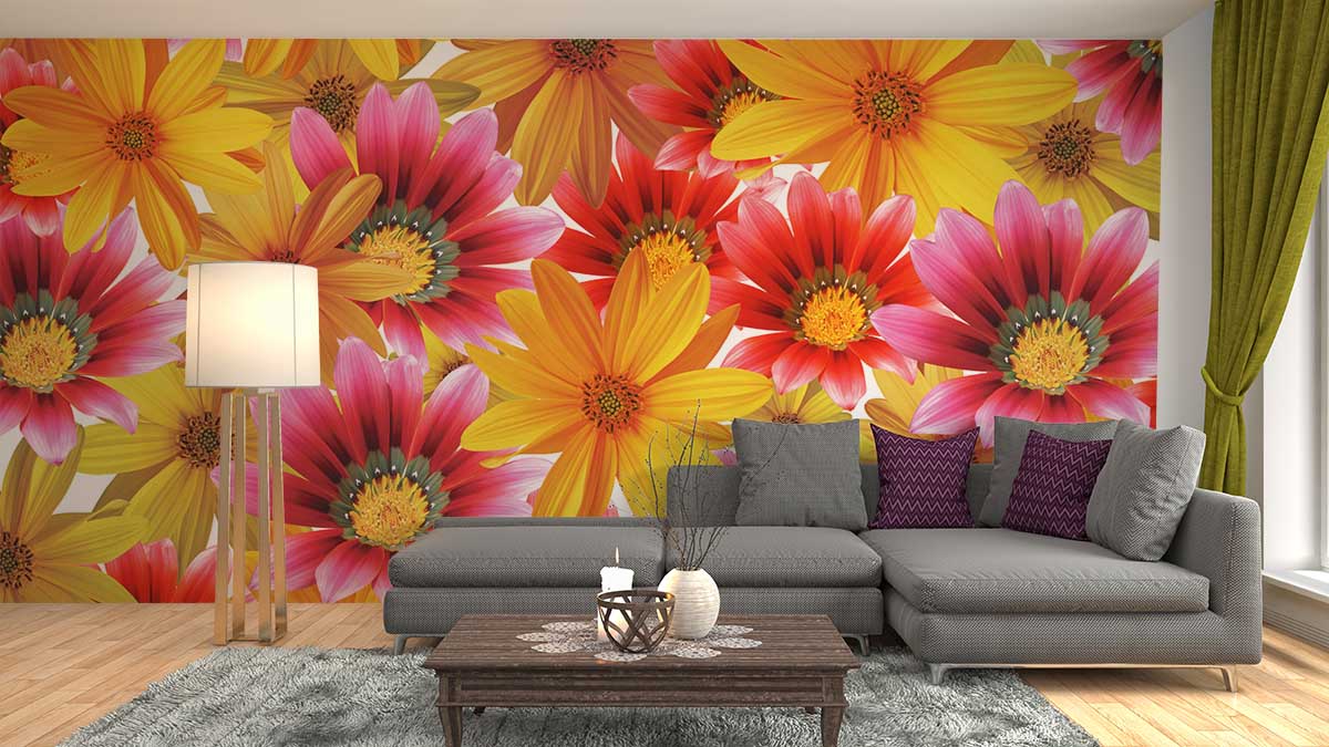 Fotobehang Bloemen: Fotobehang met kleurrijke bloemen