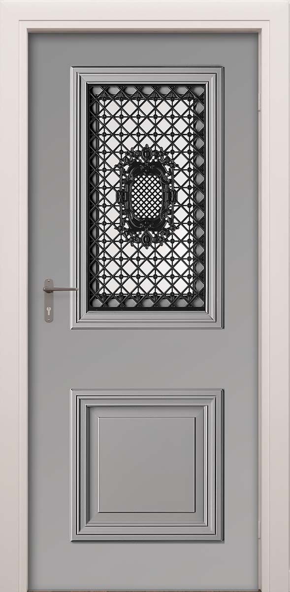 XL deursticker - deuren: XL deursticker voordeur rooster klassiek wit